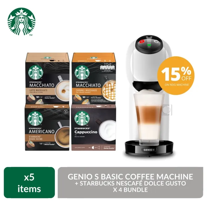 Genio S Basic Coffee Machine with Starbucks NESCAFÉ Dolce Gusto x 4 ...