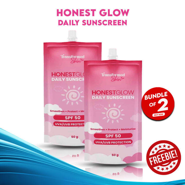 BUNDLE OF 2! Honest Glow (WITH FREEBIES)Daily Sunscreen SPF50 50g ...