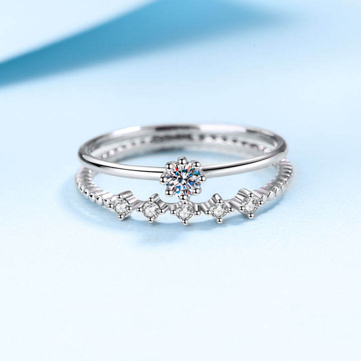 Very moissanite ring S925 silver diamond ring for women plated pt950 gold Korean version | Lazada PH