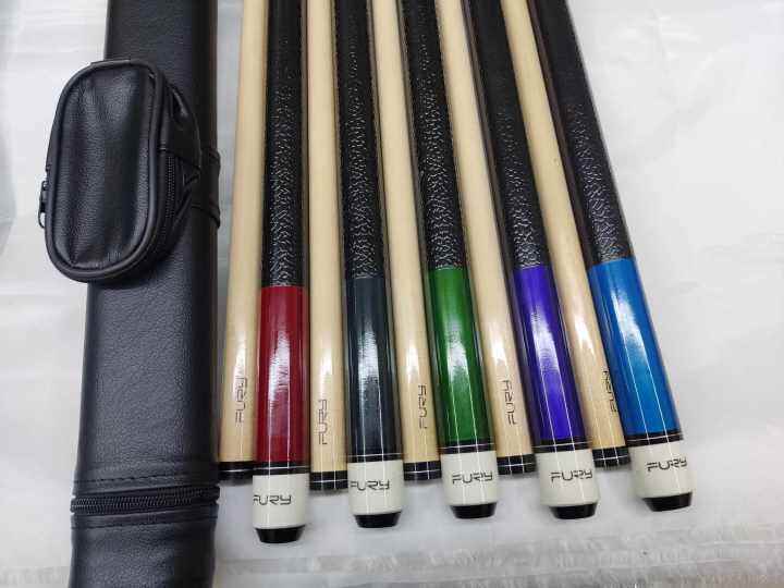 FURY PLAIN COLOR BILLIARD CUE STICK WITH 1X1 HARDCASE BLACK/TAKO NG ...