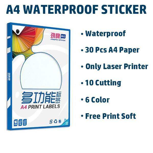 【A4 Sticker】【Waterproof】【30 PCS】Label Print Address Waybill Barcode ...