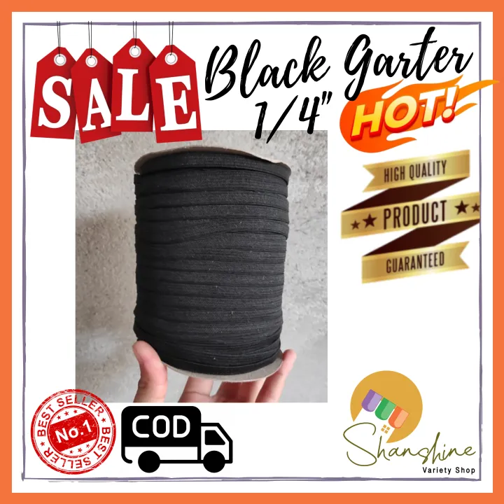 BLACK GARTER 1/4" - GARTER SELLING Per Roll = 144 Yards 144 Yards width ...