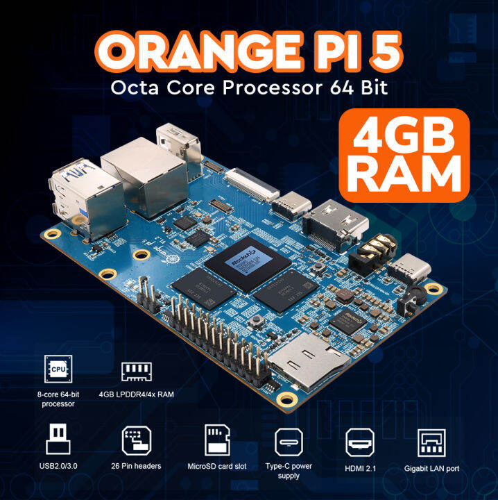ORANGE PI 5 4GB RAM Rockchip RK3588S 64 Bit Octa-core Processor ...