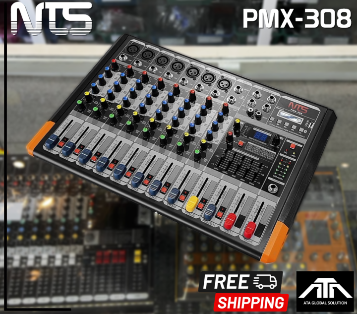 NTS PMX-308 เพาเวอร์มิกเซอร์ 7 โมโน 1 สเตอริโอ + FX/USB/BT 100 วัตต์ พร้อม USB interface for MP3 ...