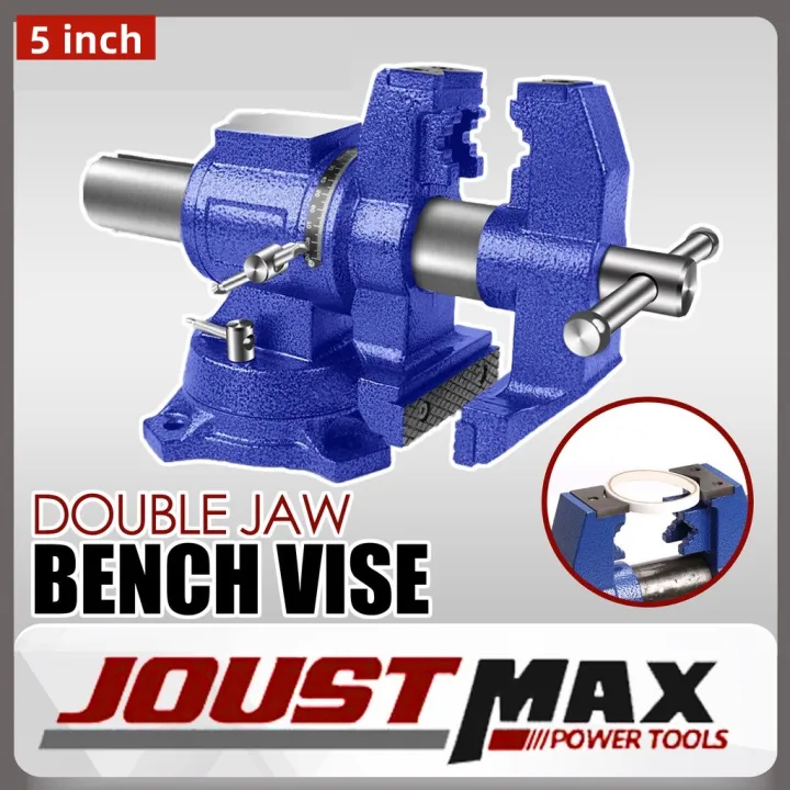 5 inch Swivel Base Bench Vise Heavy Duty Multi-Purpose Bench Vise Swivel Double Jaw Clamping ...