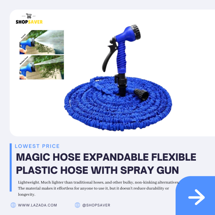 Magic Hose Expandable Flexible Plastic Hose With Spray Gun ( 15m/50ft ...