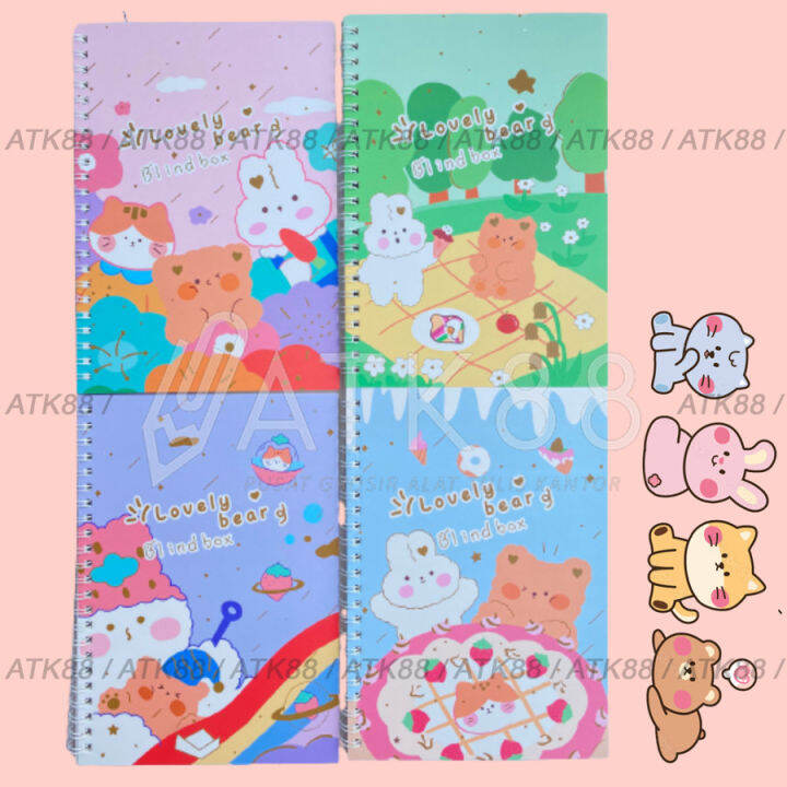 Notebook Spiral Ring Ruled Buku Catatan Garis A5 Karakter Lovely Bear ...