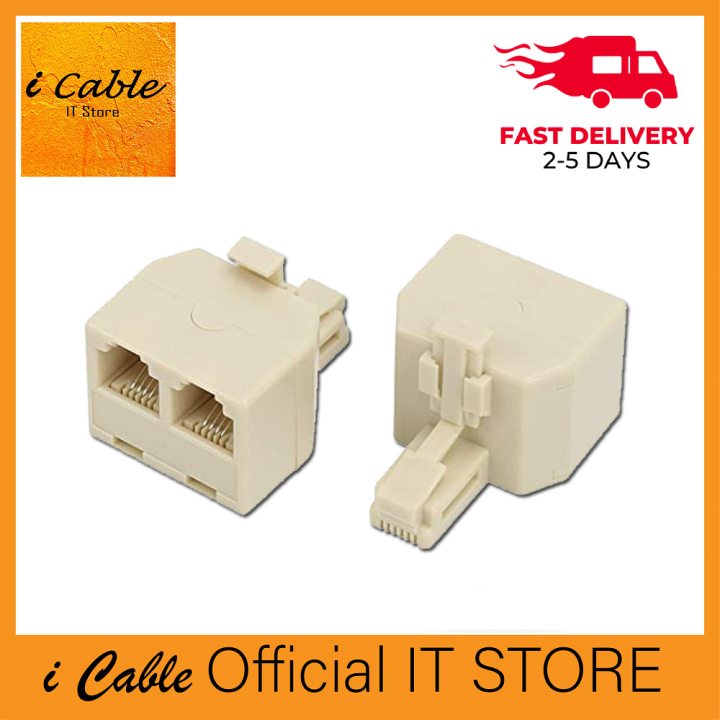(Ready Stock) i Cable RJ11 6P4C Telephone Splitter RJ11 4Pin (Male) to 2 x 4Pin (Female ...