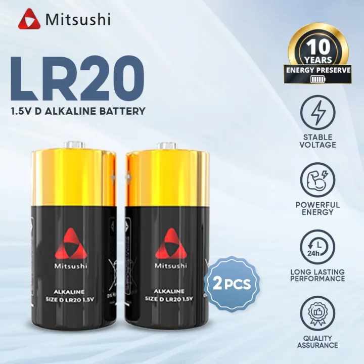 Mitsushi LR20 1.5V 2pcs. D Alkaline Battery | Lazada PH