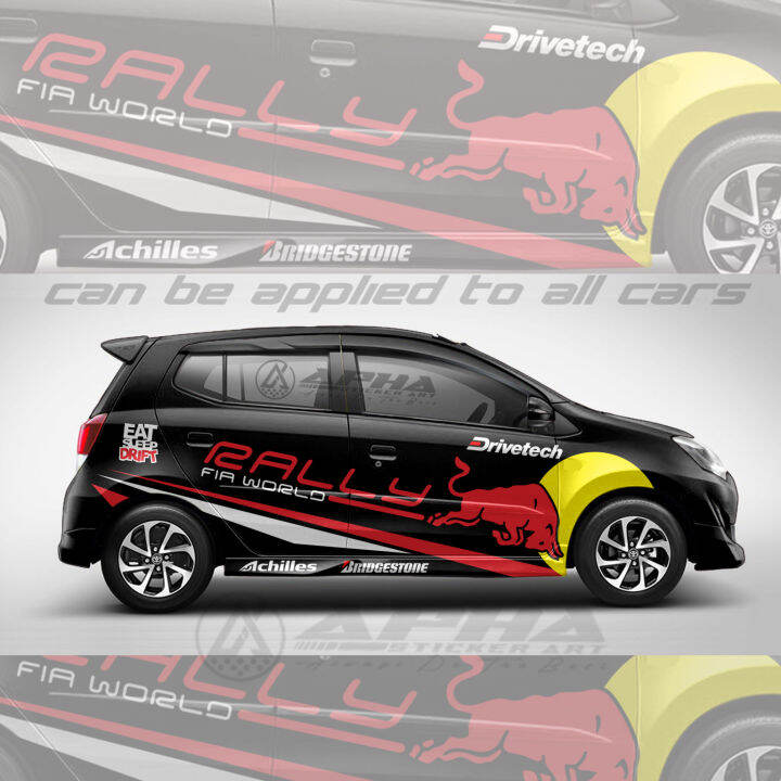 stiker mobil racing cutting sport Rally agya, ayla Full set kanan kiri ...