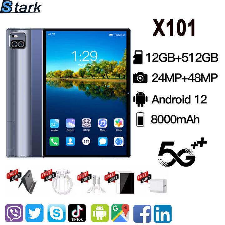 【Online Learning】2022 NEW 5G tablet X101 12GB RAM+512GB ROM 10 Core Android 12 5G WIFI Dual SIM ...