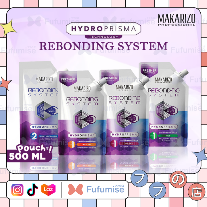 Makarizo Professional Rebonding System HydroPrisma Straightening Cream Pouch Series 500 mL ...