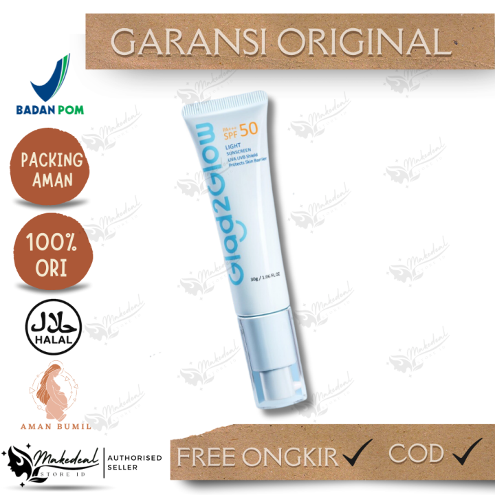GLAD2GLOW LIGHT SUNSCREEN GEL UV SPF50 PA+++ 30 Gr | Lazada Indonesia
