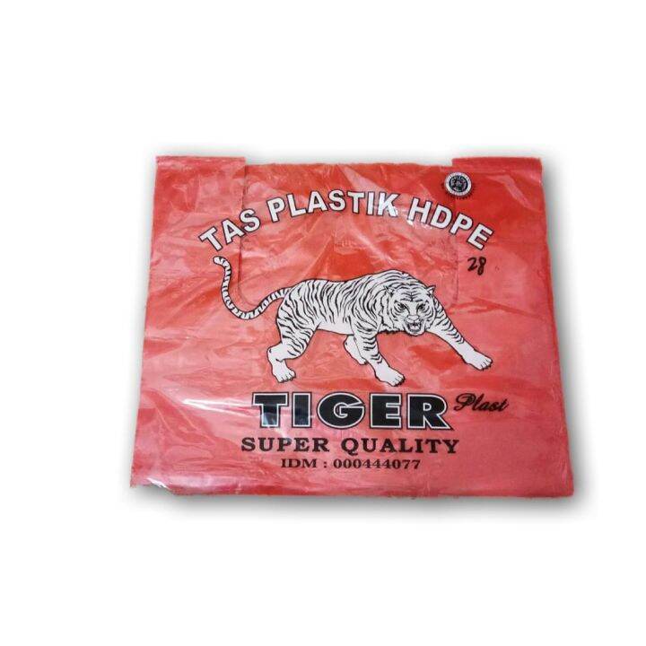 PLASTIK TIGER WARNA MERAH UK 28 LOGO PUTIH | Lazada Indonesia