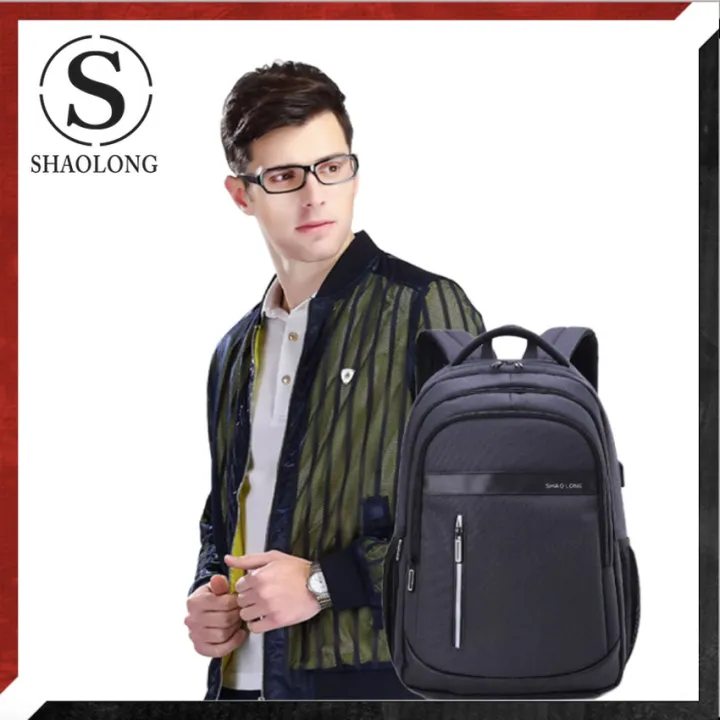 ShaoLong Classic Mens Laptop Backpack With USB Port IJ97 BLack | Lazada PH