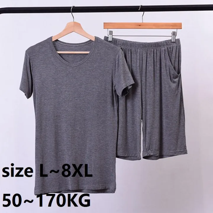 ขนาดบวก7XL 8XL 50-170กิโลกรัมฤดูร้อนกิริยาหน้าแรกสวมชุดผู้ชายชุดนอนชุดนุ่มนอนหลับสบายๆสวมใส่ ...