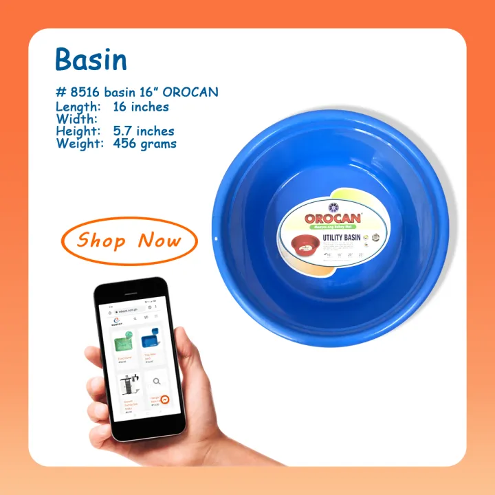 Edepot 8516 Orocan Plastic Basin Colored Thick Durable 16"with FREE ...