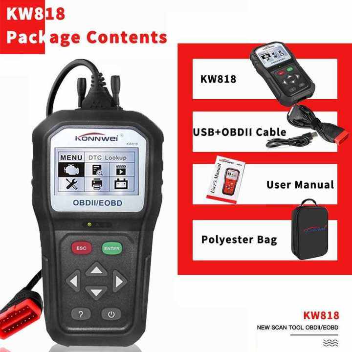 KONNWEI OBDII Scanner Professional (KW818) Car OBD II Scanner Auto ...