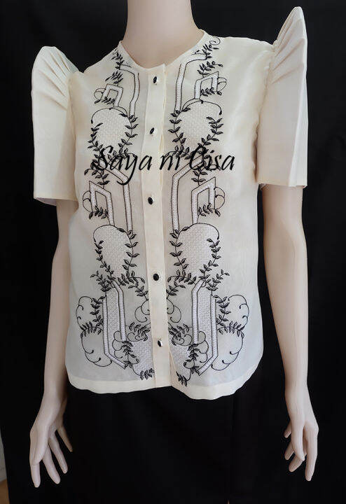 Lady Barong Mestiza Sleeves - Black Embroidery | Lazada PH