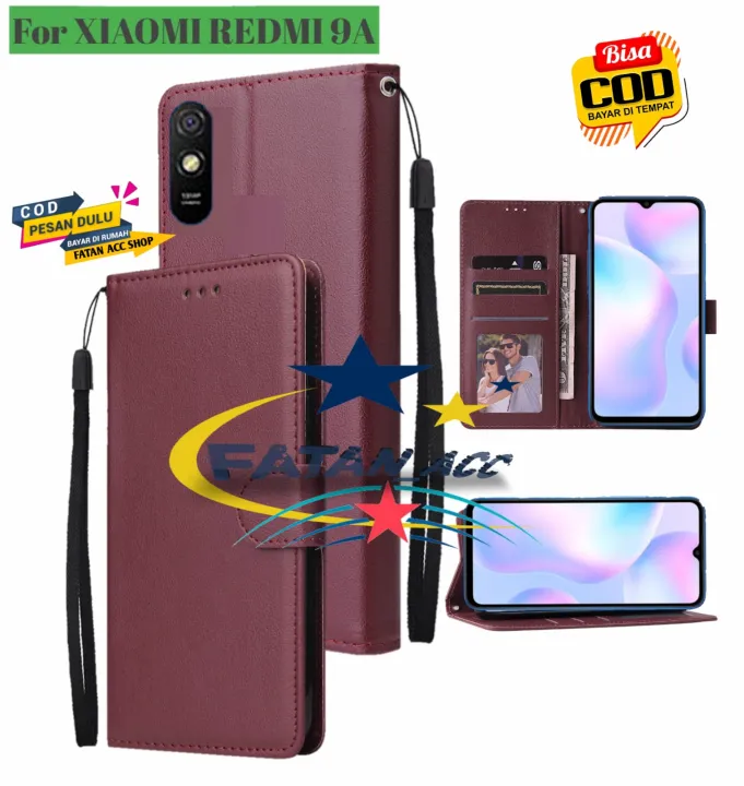 Casing Dompet Kulit untuk Handphone Xiaomi Redmi 9A 2020 Case Flip ...
