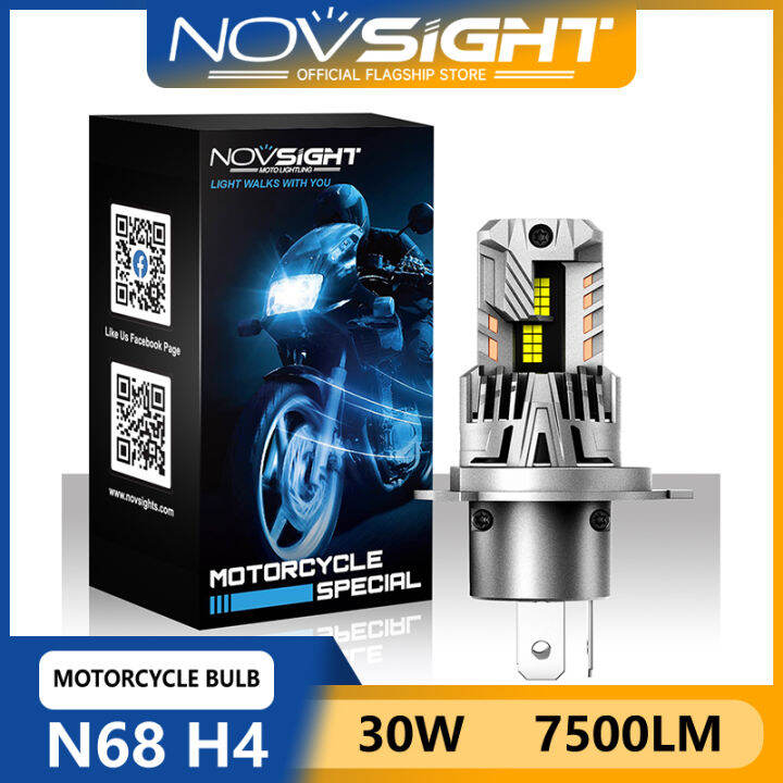 NOVSIGHT M500-N68 30W 7500LM Motorcycle Headlight LED Bulbs H4 Waterproof Headlight White Hi/Lo ...