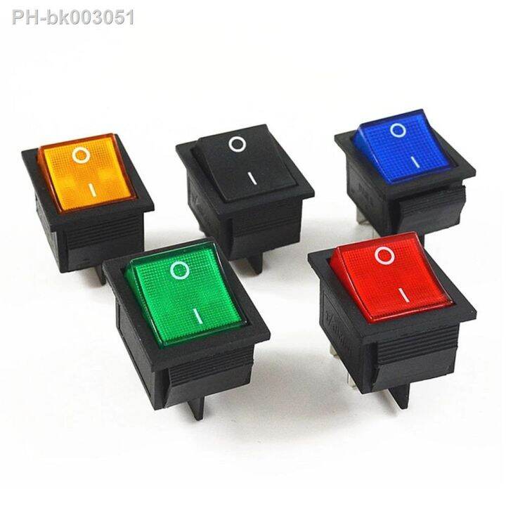 ♛ﺴ Latching Rocker Switch Power Switch I/O 2-Level 4 Pins with Light ...