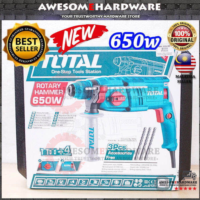 TOTAL 950W 800W 650W 3 MODE ROTARY HAMMER HACKER IMPACT DRILL CHISEL ...