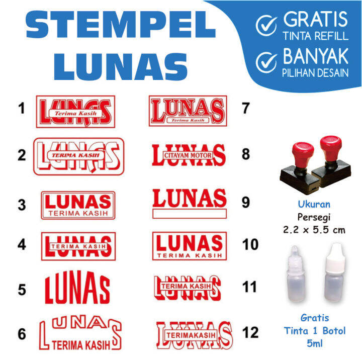 Stempel Lunas persegi panjang cap custome toko kantor usaha | Lazada ...