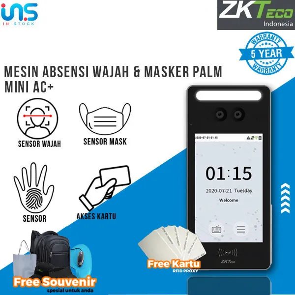 Mesin Absensi Wajah Dan Masker ZKTECO Mini AC Plus Bisa Sebagai Akses ...