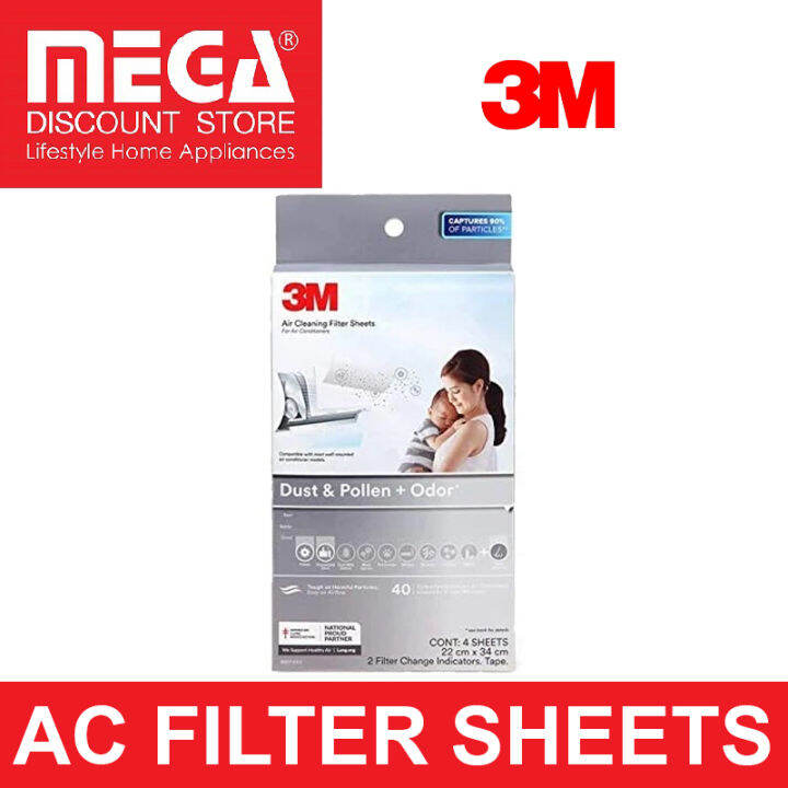 3M 9807-CEN AIR CLEANING FILTER SHEETS FOR AIRCON - DUST, POLLEN & ODOUR | Lazada Singapore