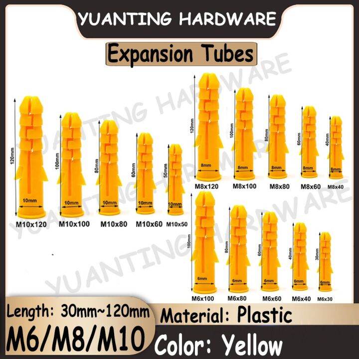 10Pcs-100Pcs M6 M8 M10 Wall Plastic Anchor Bolts Expansion Pipe for ...