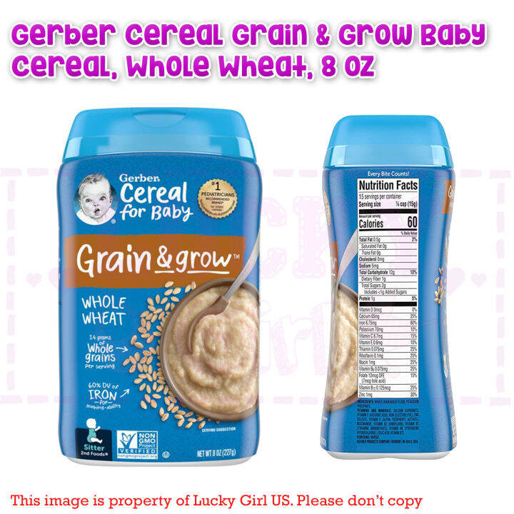 Baby Foods Cereal Baby Grain & Grow Baby Cereal, Whole Wheat, 8 oz ...