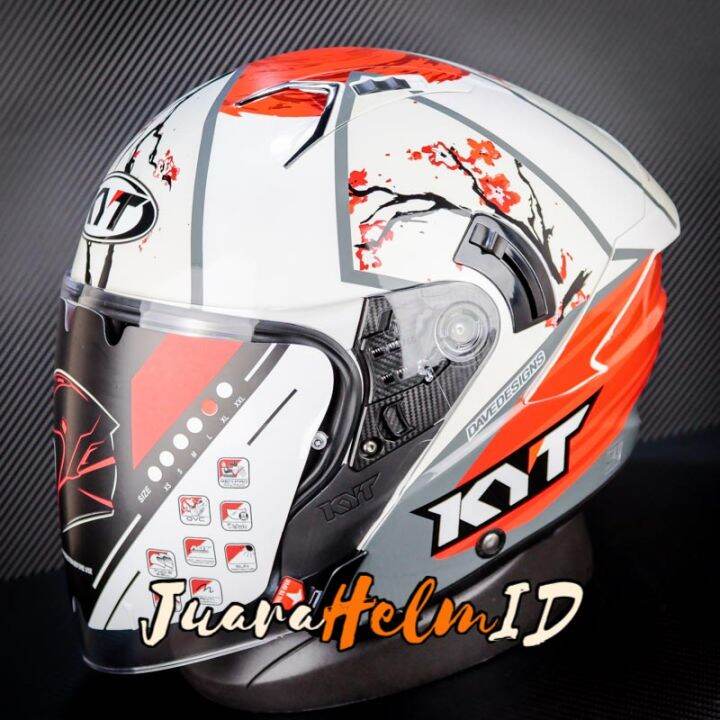 KYT HELM NFJ XAVI SAKURA / WHITE RED / HALF FACE DOUBLE VISOR | Lazada ...
