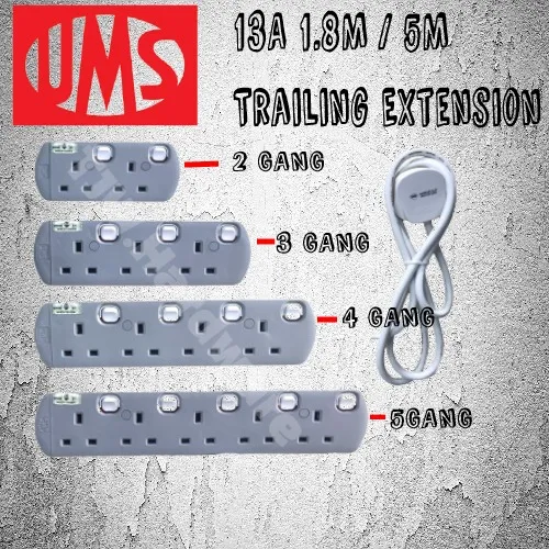 [SIRIM] UMS 13A 1.8m / 5m Trailing Extension Electric Power Portable ...