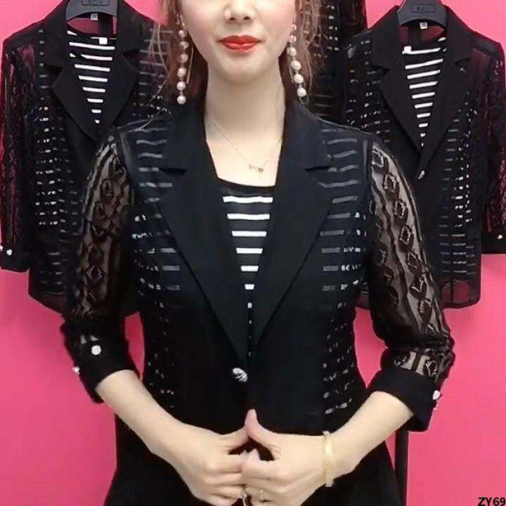 Kot Luar Musim Panas Langsing Jenis Pendek a Baru Tujuh Suku Wanita Set ... Kot Luar Musim Panas Langsing Jenis Pendek a Baru Tujuh Suku Wanita Set ...