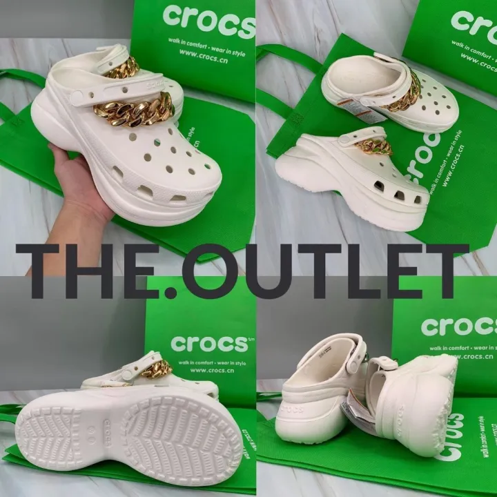 【Small east】Crocs Classic Bae Clogs with chain korean sandals for women heels with free jibbitz ...