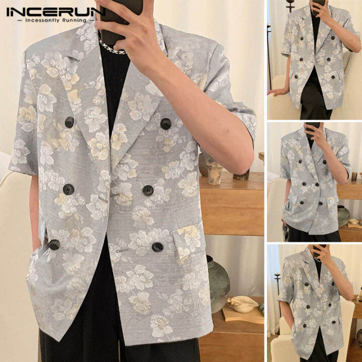 Beehoo INCERUN สองชุดสูทเข้ารูปเสื้อสูทชายดอกไม้สำหรับผู้ชาย (สไตล์ ...