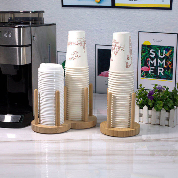 Paper Cup Holder Wooden Paper Cup Storage Rack Paper Cup Dispenser with ...