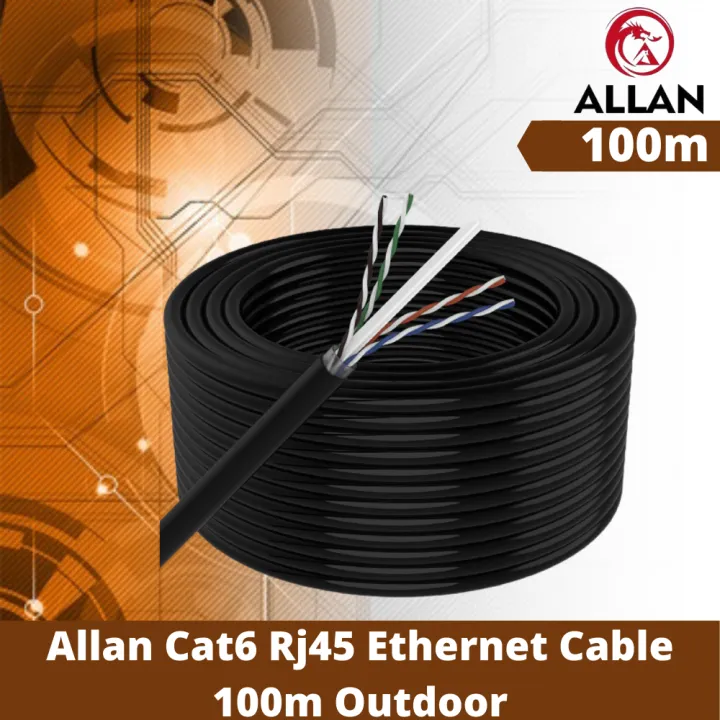 ALLAN Outdoor Cat6 100M Full Meter Outdoor UTP Cable CCA Cat6e Lan Cable | Lazada PH