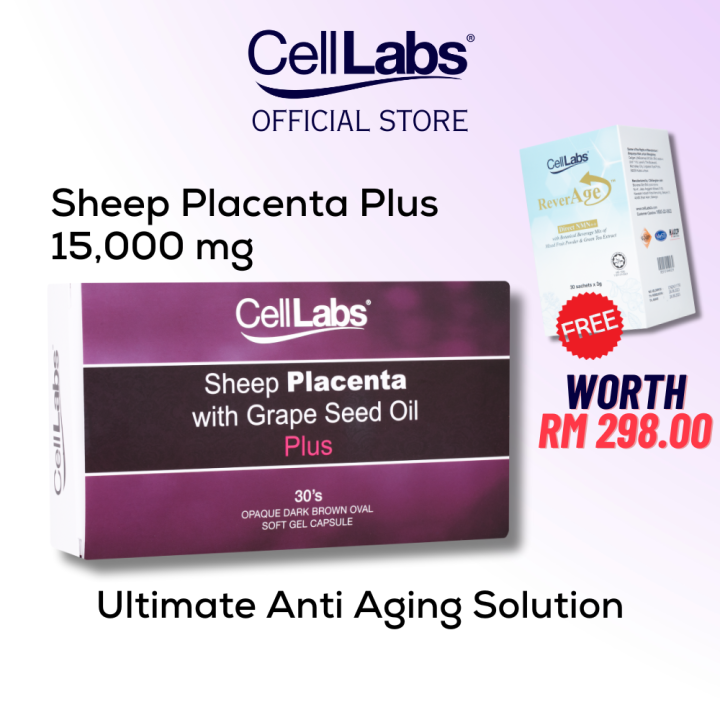 CellLabs Sheep Placenta with Grape Seed Oil Plus (15,000mg x 30 Tablets ...