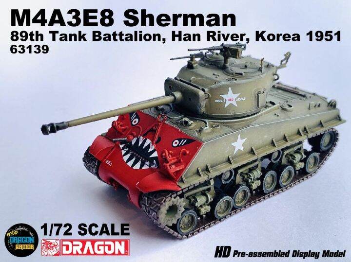 M4A3E8 Sherman Tiger Face 89th Tank Battalion, Han River, Korea 1951 ...