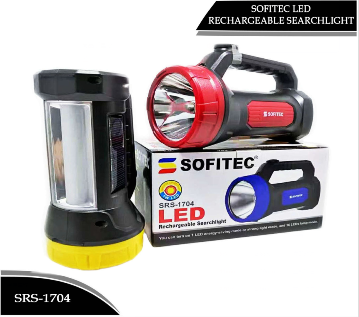 Solar Panel LED Rechargeable Searchlight Glare Flashlight Emergency ...