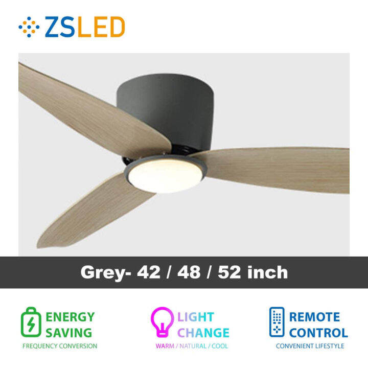 52Inch Modern Led15w Dc Motor 35W Ceiling Fan With Remote Control White ...