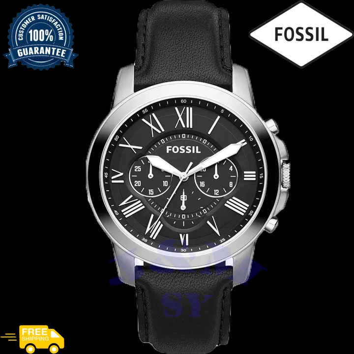 Fossils Grant Chronograph Black Leather Watch for Men by J&M Sy Shop ...