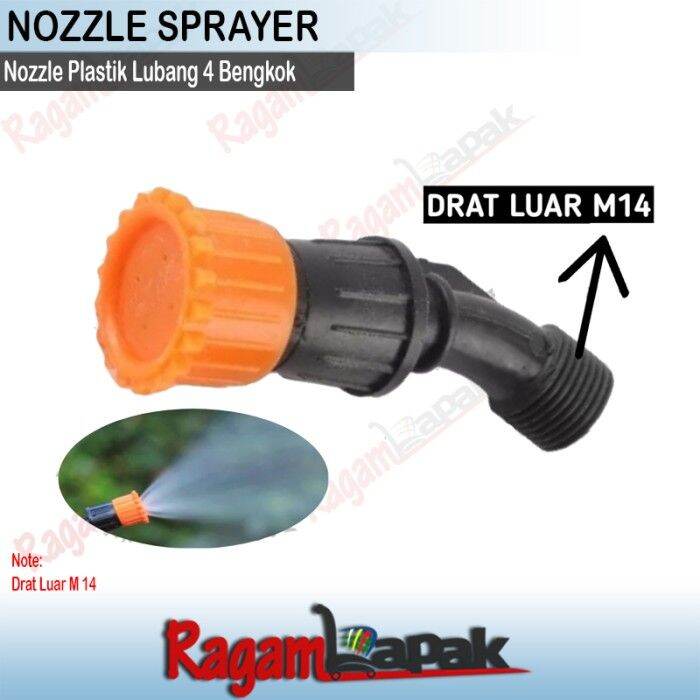 Nozel / Nozzle sprayer 4 Lubang bengkok Drat Luar M14 | Lazada Indonesia