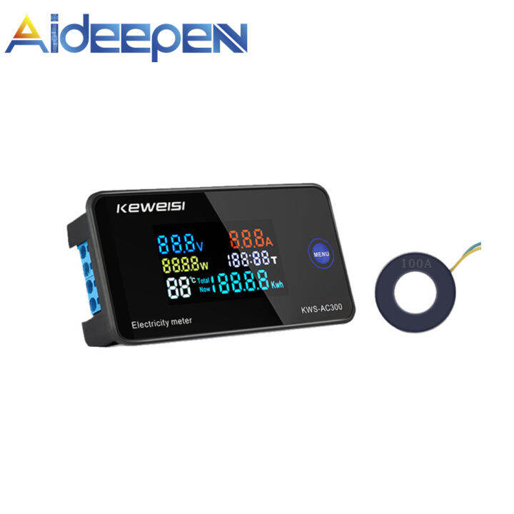 Aideepen AC 50-300V Voltmeter Ammeter KWS Power Energy Meter LED ...