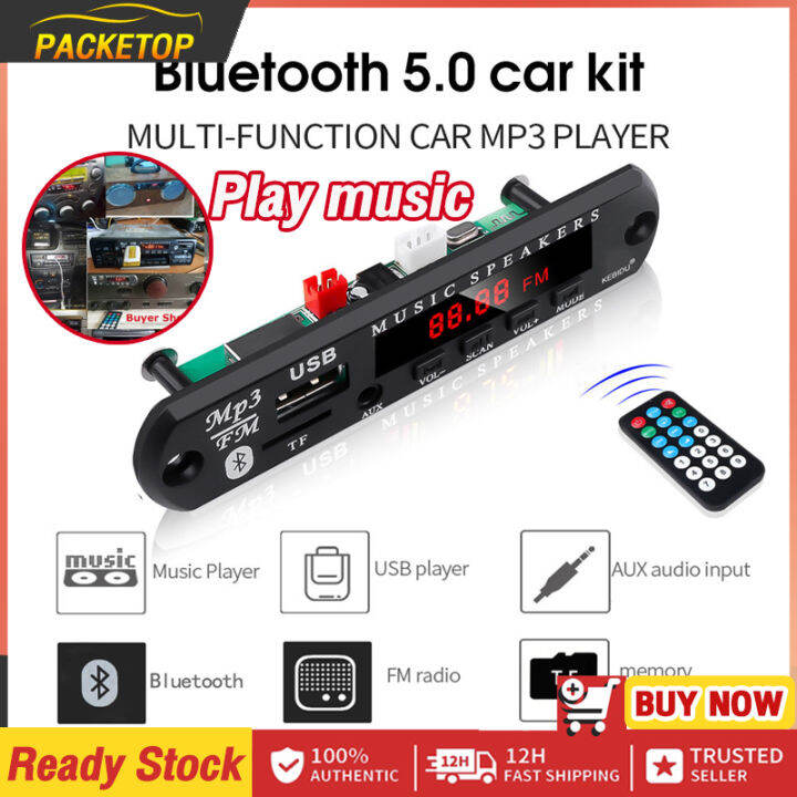 【Packetop】Wireless Bluetooth 5.0 Decoder Board 5.0 DC12V MP3 WMA Audio Module USB TF Bluetooth ...