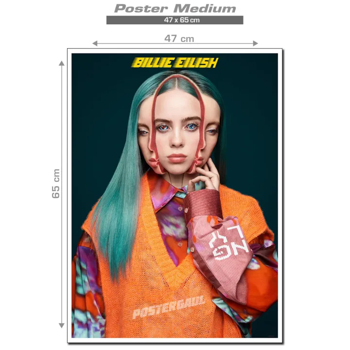 Hiasan Dinding - Poster Medium BILLIE EILISH - ARTWORK OLEH TAKASHI MURAKAMI #FJP316 - ukuran 47 ...