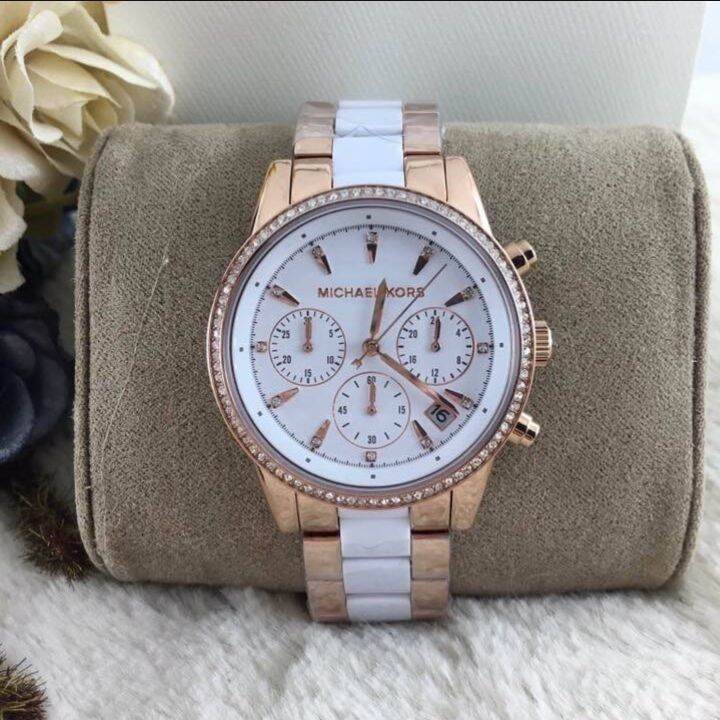 Original Michael Kors Ritz Quartz Chronograph White Dial Ladies Watch ...