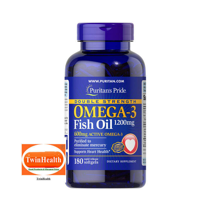 Puritan's Pride Double Strength Omega-3 Fish Oil 1200 mg / 180 Softgels | Lazada.co.th